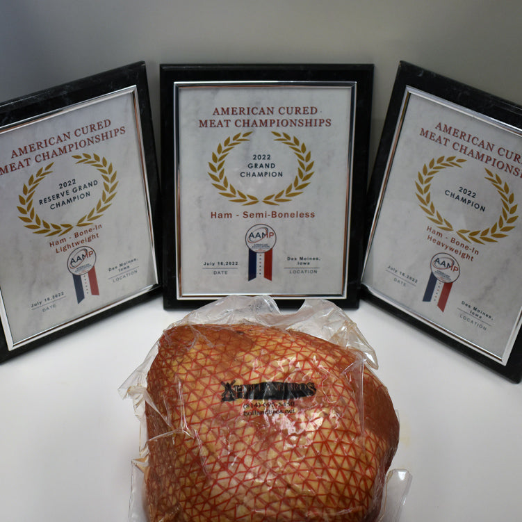 Hickory Smoked Skinless Shankless Whole Ham – Holland Bros. Meats